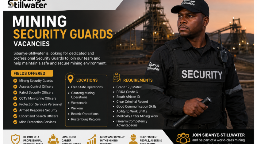 Sibanye-Stillwater Mining Security Guards Vacancies 2026 – Youth Careers